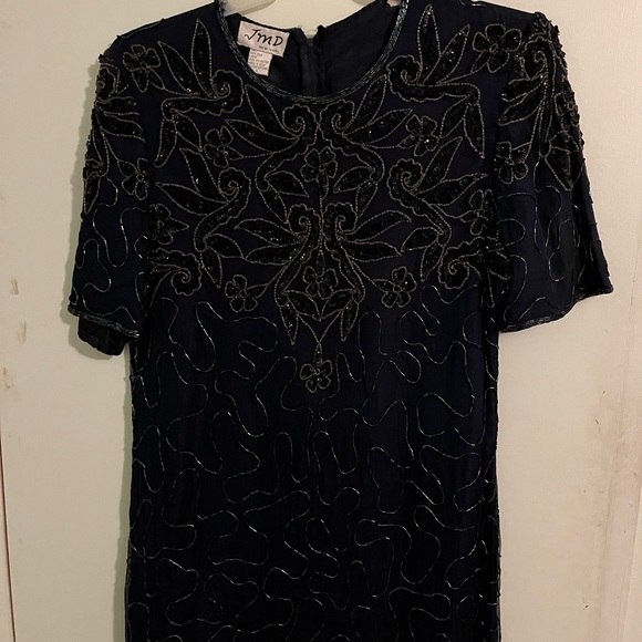 JMD | Dresses | Dark Blue Sequence Dress With Design | Poshmark